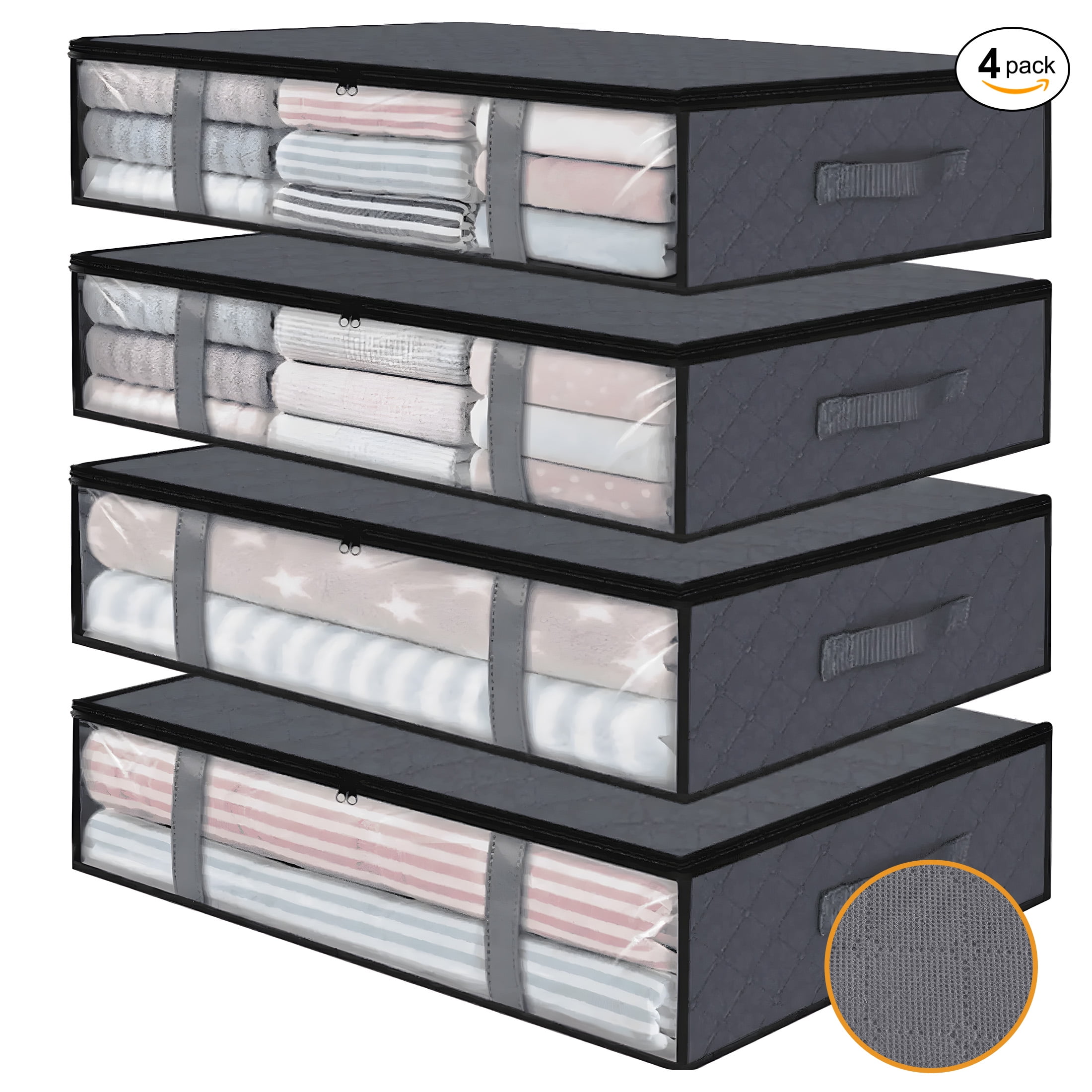 Kaibinsi Under Bed Storage Containers,4pcs Large Bins with Reinforced ...