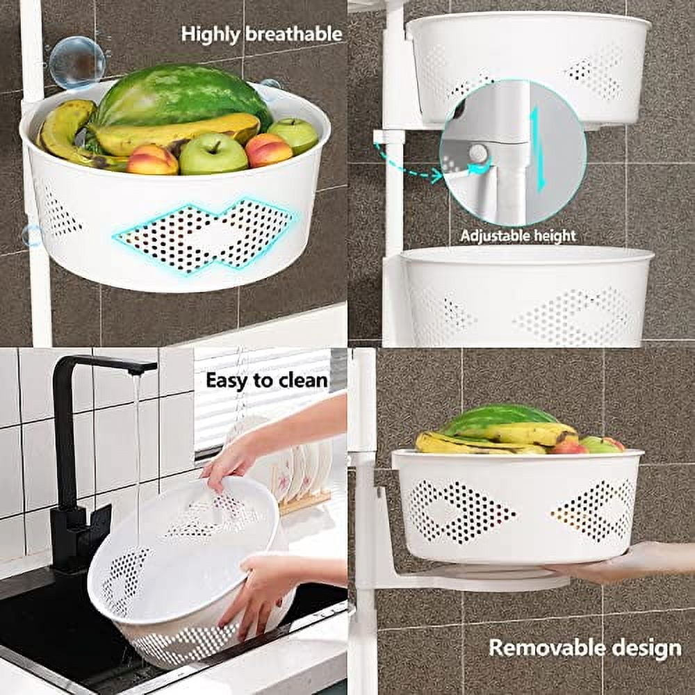 Kaibrite Rotating Kitchen Storage Rack, 4-Layer Revolving Basket Shelf ...