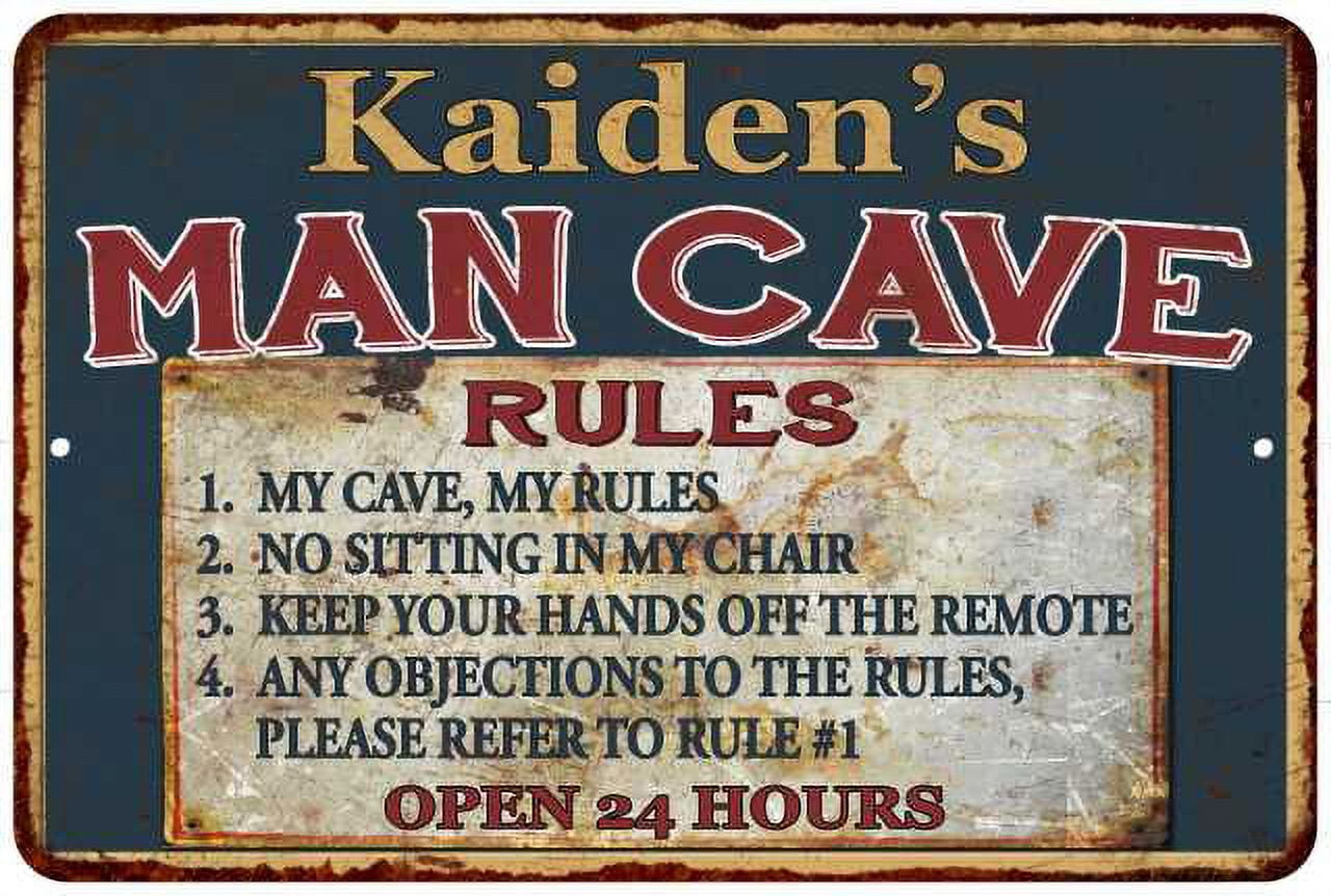 Kaiden's Man Cave Rules Chic Rustic Green Sign Home 8x12 Metal ...