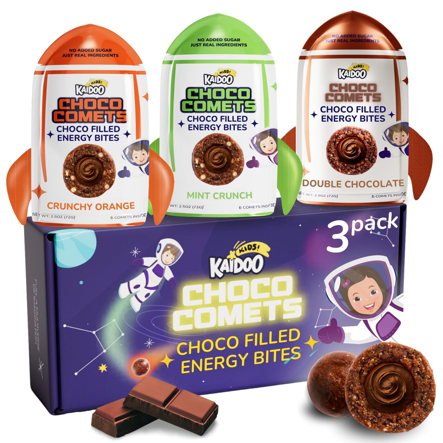 Kaidoo Kids Choco Comets CCF19 - Variety 3 Pack, Double Chocolate ...