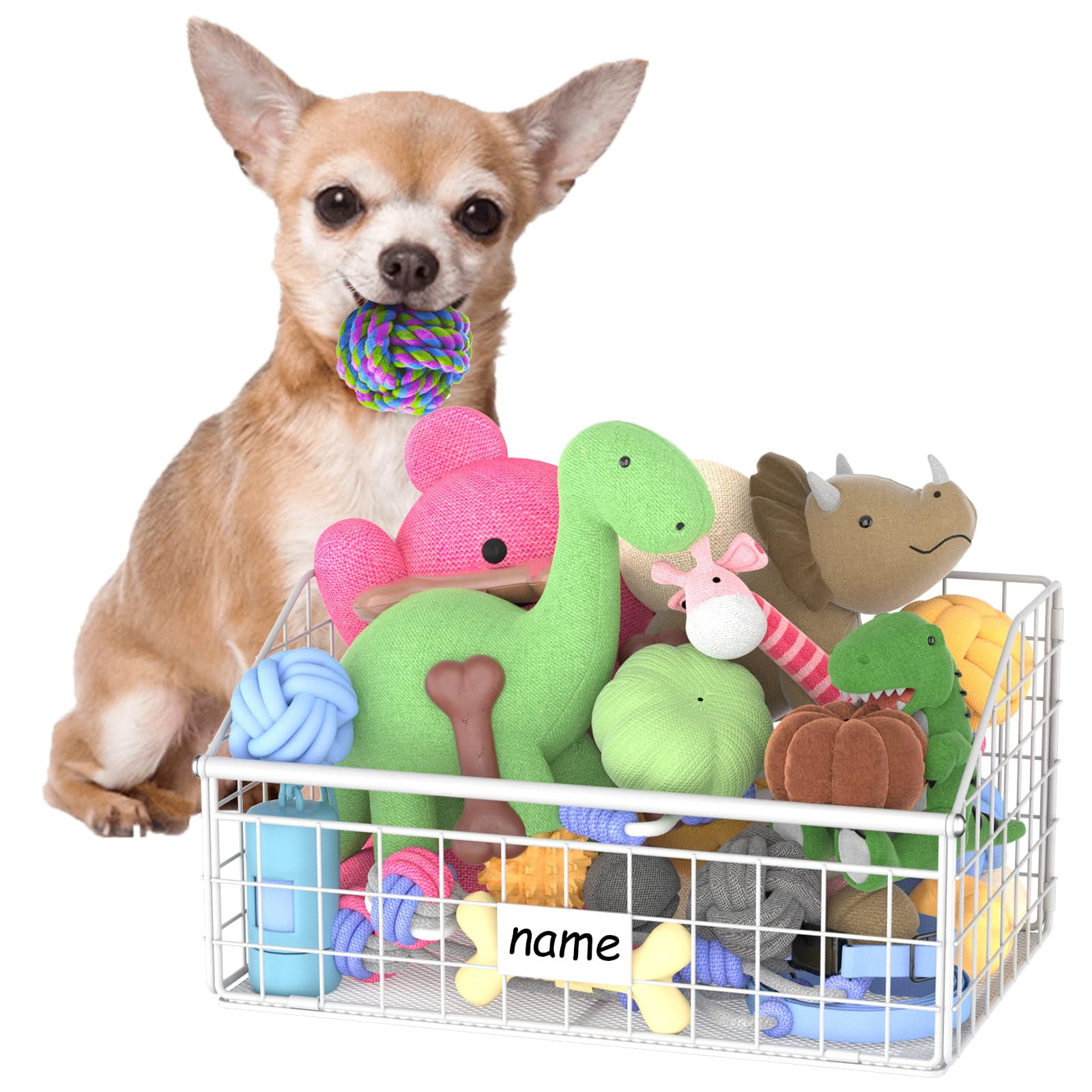 Kaiferty Indestructible Dog Toy basket, Small Toy Box for Dogs, Pet Toy ...