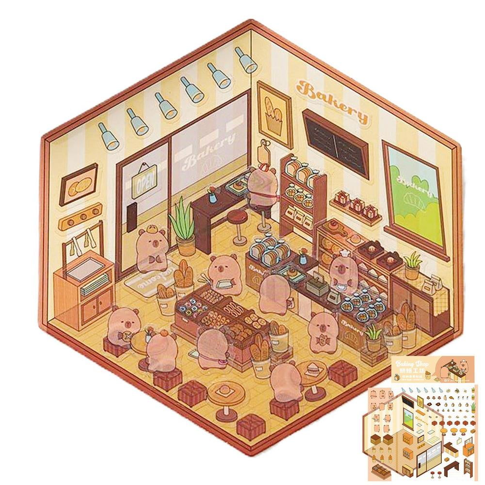 Kaigelin Scene Stickers Capybara Kids 3D House Sticker Diary ...