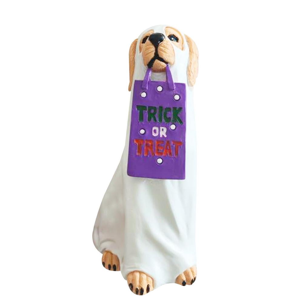 Kaigelin Spooky Dog Statue Halloween Dog Statues with Bag Ghost Dog ...