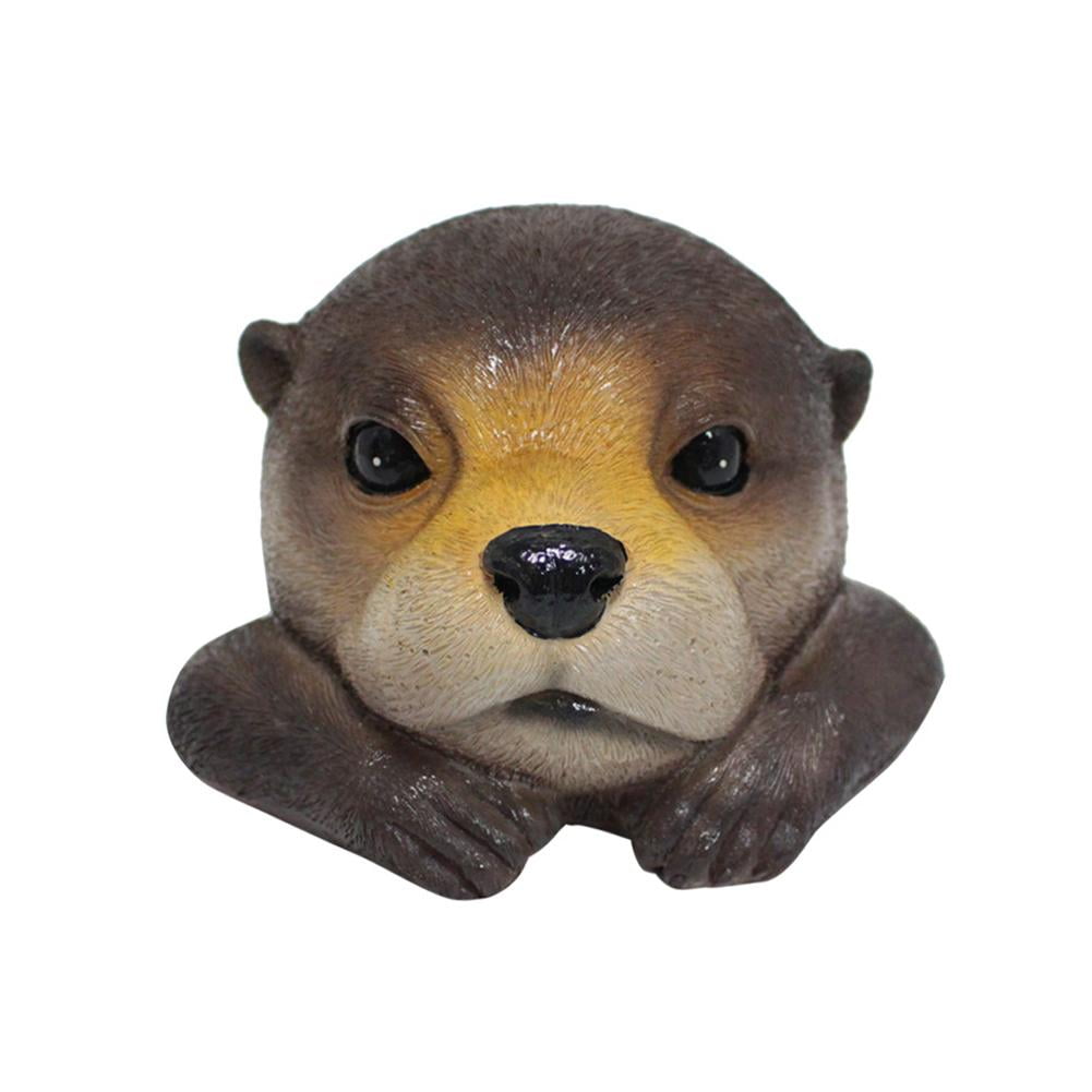 Kaikso-In Pond Floating Otter Head Statue Decor Otters Statue Ornament ...