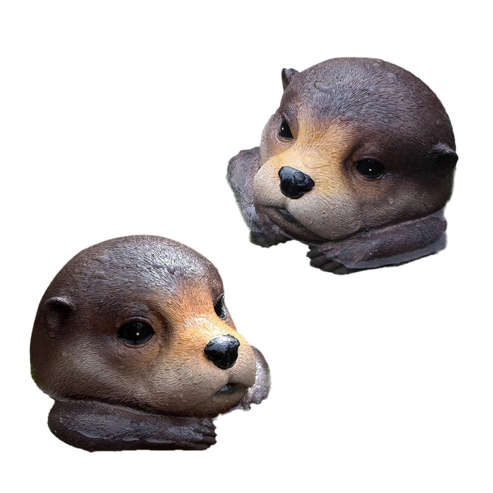 Kaikso-In Pond Floating Otter Head Statue Decor Otters Statue Ornament ...
