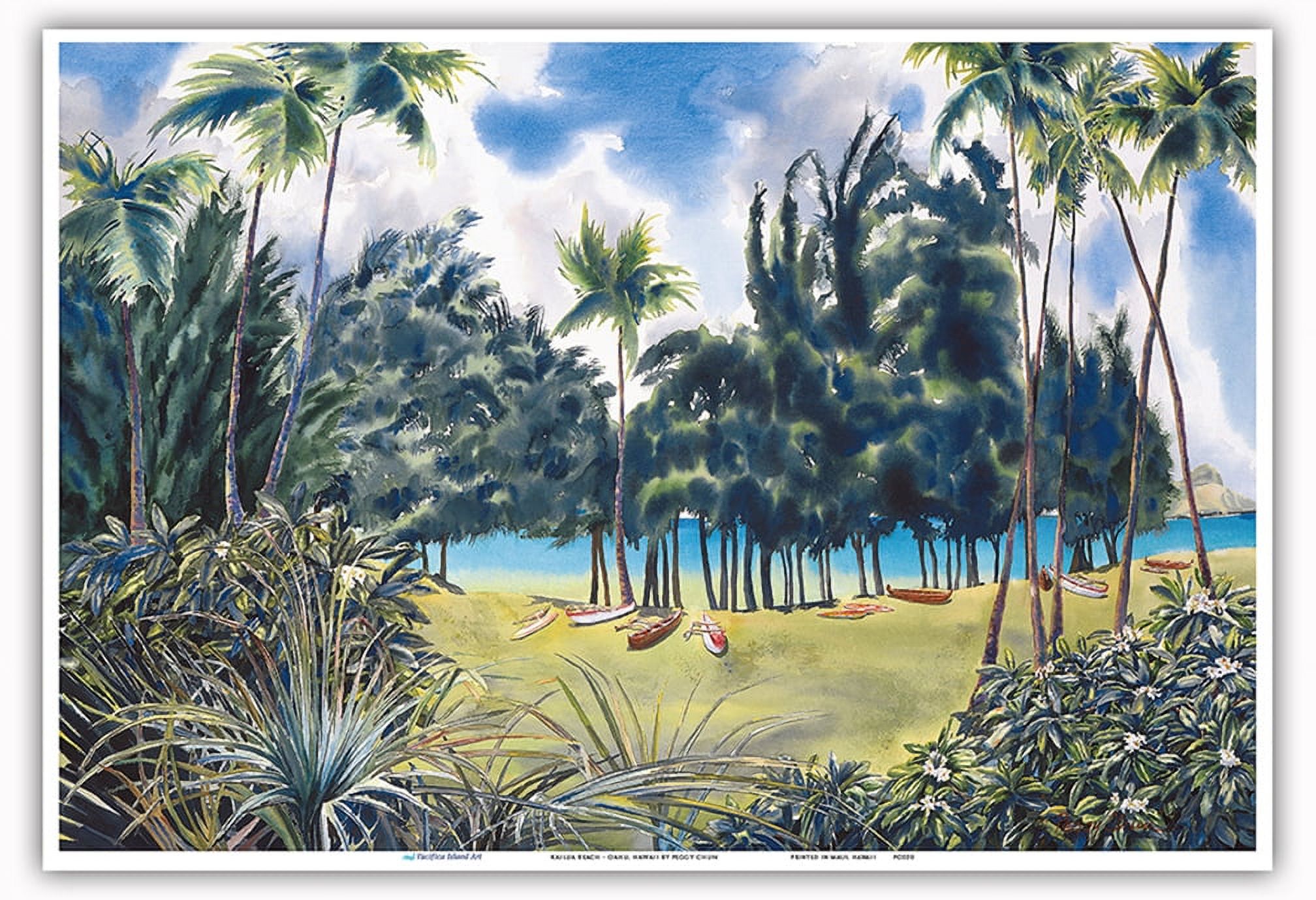 Kailua Beach - Oahu Hawaii - From an Original Hawaii Watercolor ...