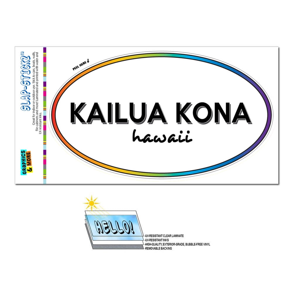 Kailua Kona, HI - Hawaii - Rainbow - City State - Oval Laminated ...
