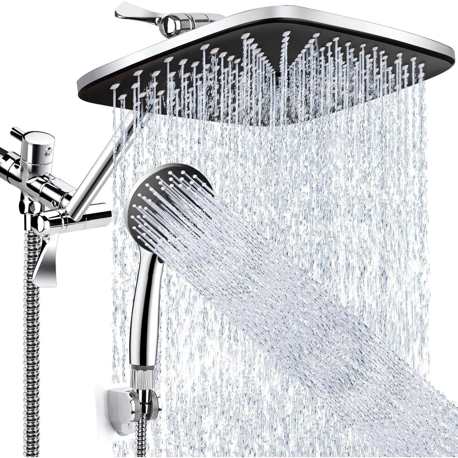 IJIL 12" Rain Shower Head, Handheld Spray Combo 6 Settings Adjustable ...