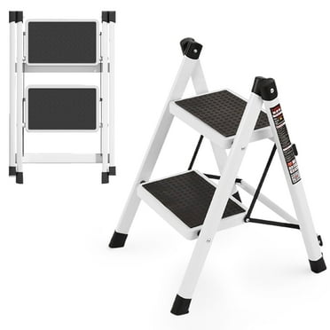 Mulaxen 5 White Step Ladder , Folding Step Stool, Heavy-Duty Sturdy ...