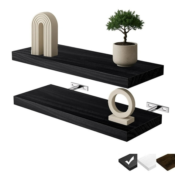 Black Floating Shelves for Wall Set of 2, 28" Black Floating Shelves ...
