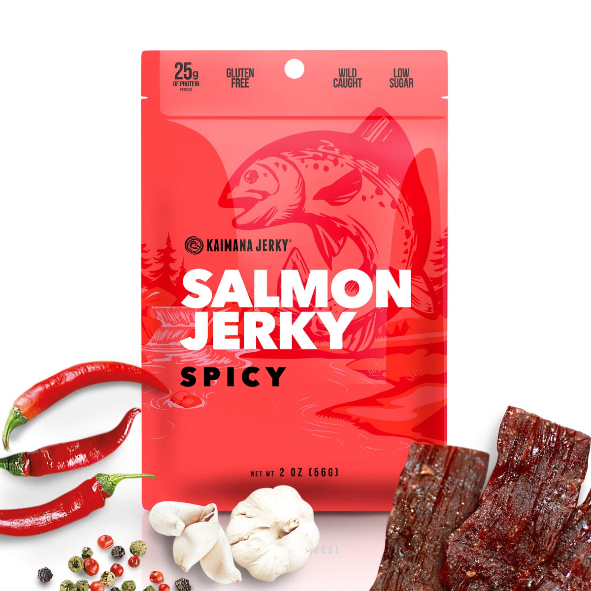 Kaimana Jerky Wild Caught MZF22 Salmon Jerky - Organic Dried Fish ...