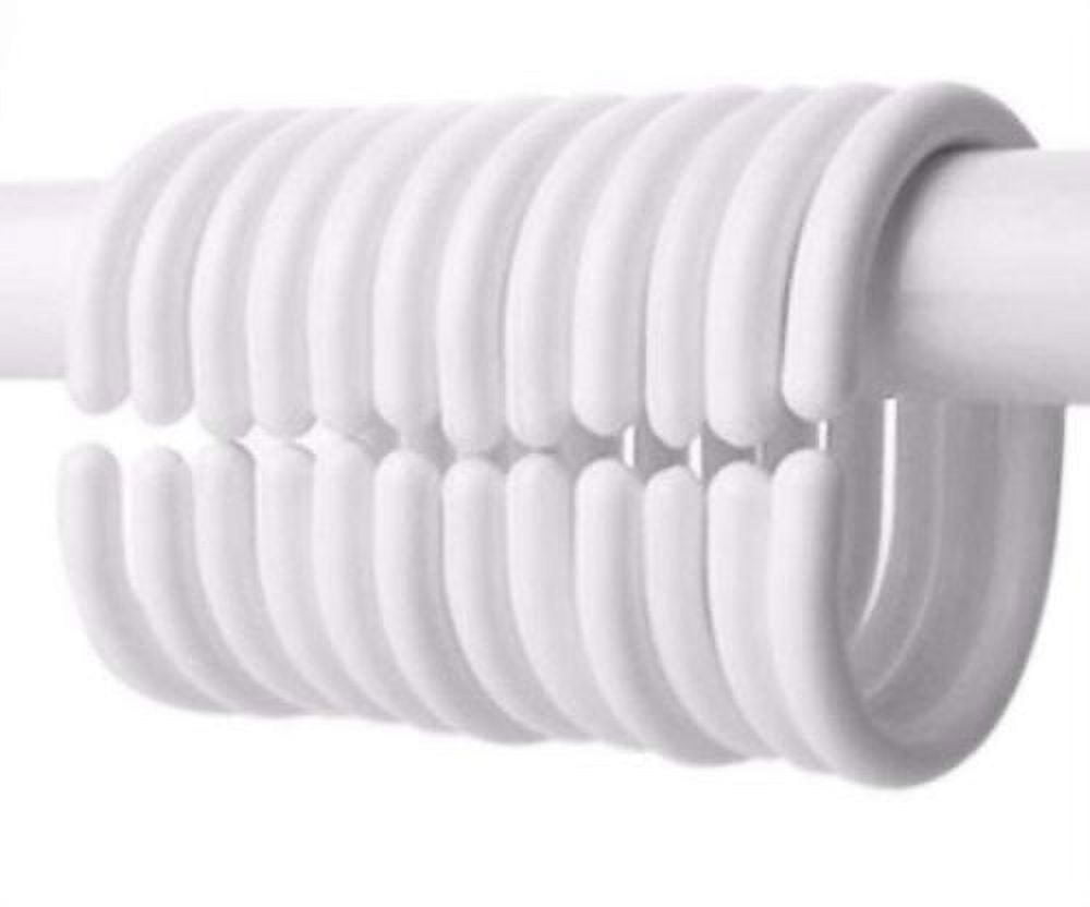 Kaimingweb 24 Piece White Plastic C Ring Shower Curtain Hooks Smooth ...
