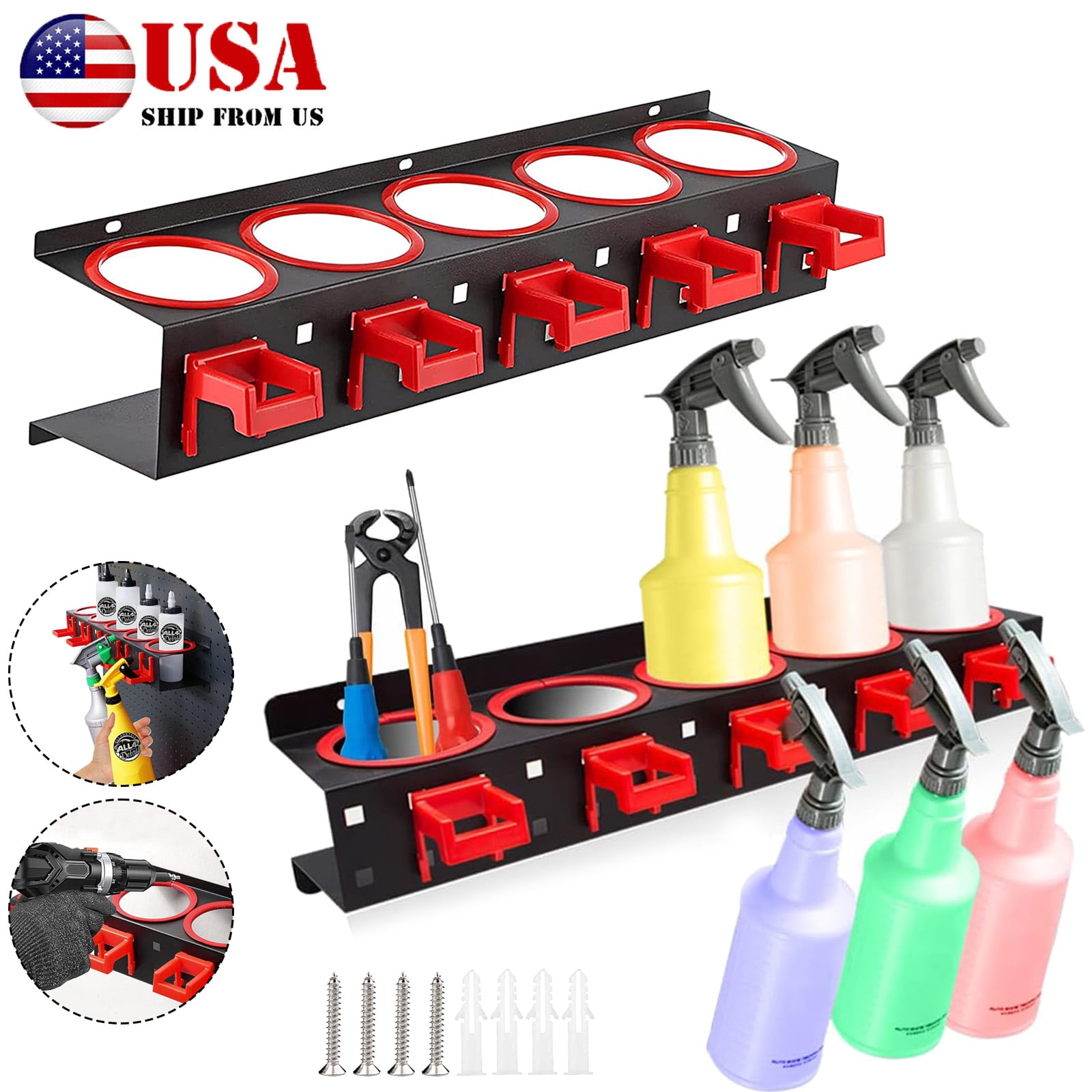 Kaimingweb Wall-Mounted Spray Bottle Storage, Car Detailing Tools ...