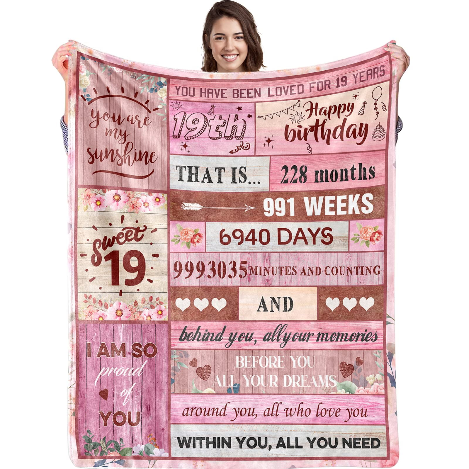Kainsy 19th Birthday Gifts for Girls, 19th birthday blanket for Girl 19 ...