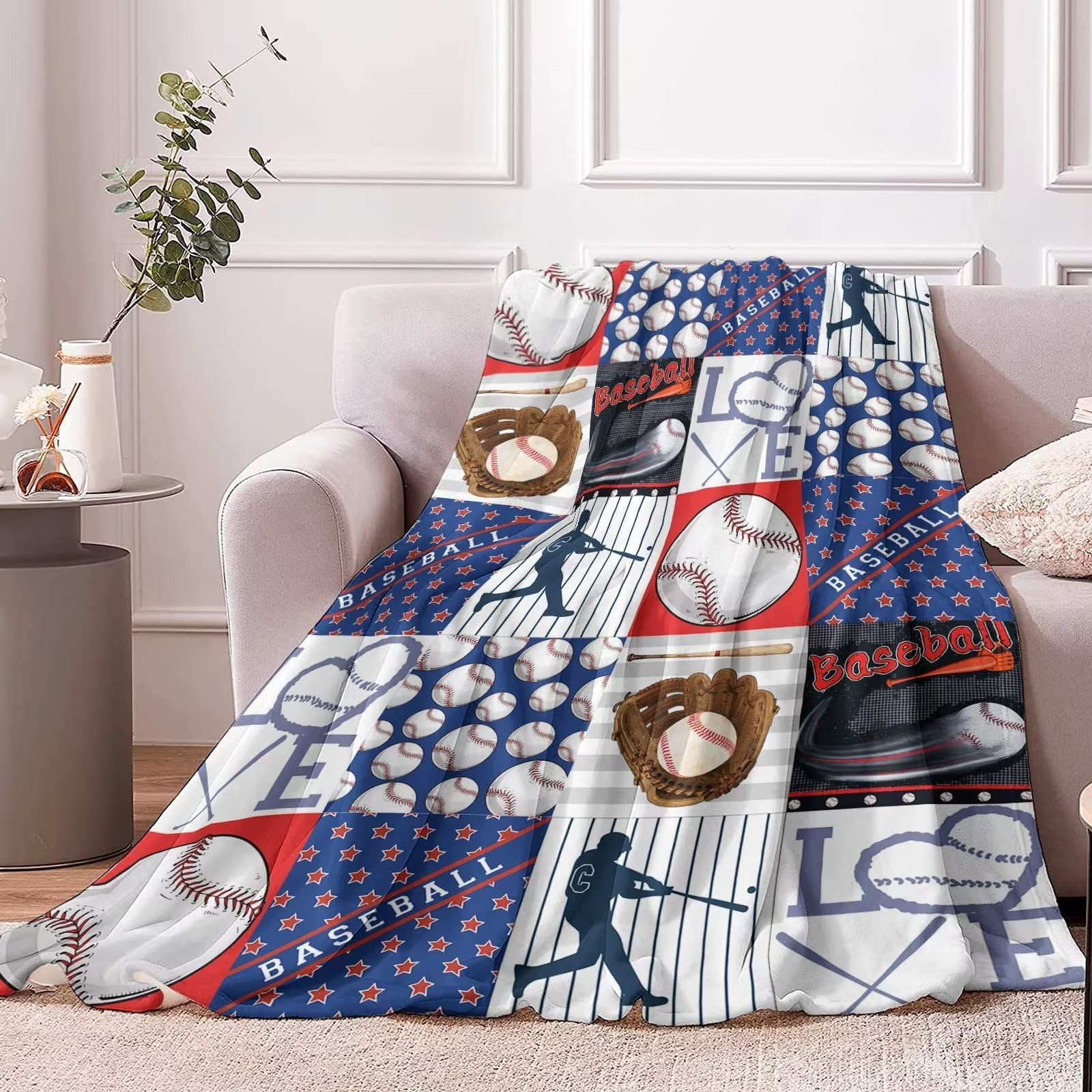 Kainsy Baseball Blanket for Kids, Comfy Plush Flannel Fleece Throw ...