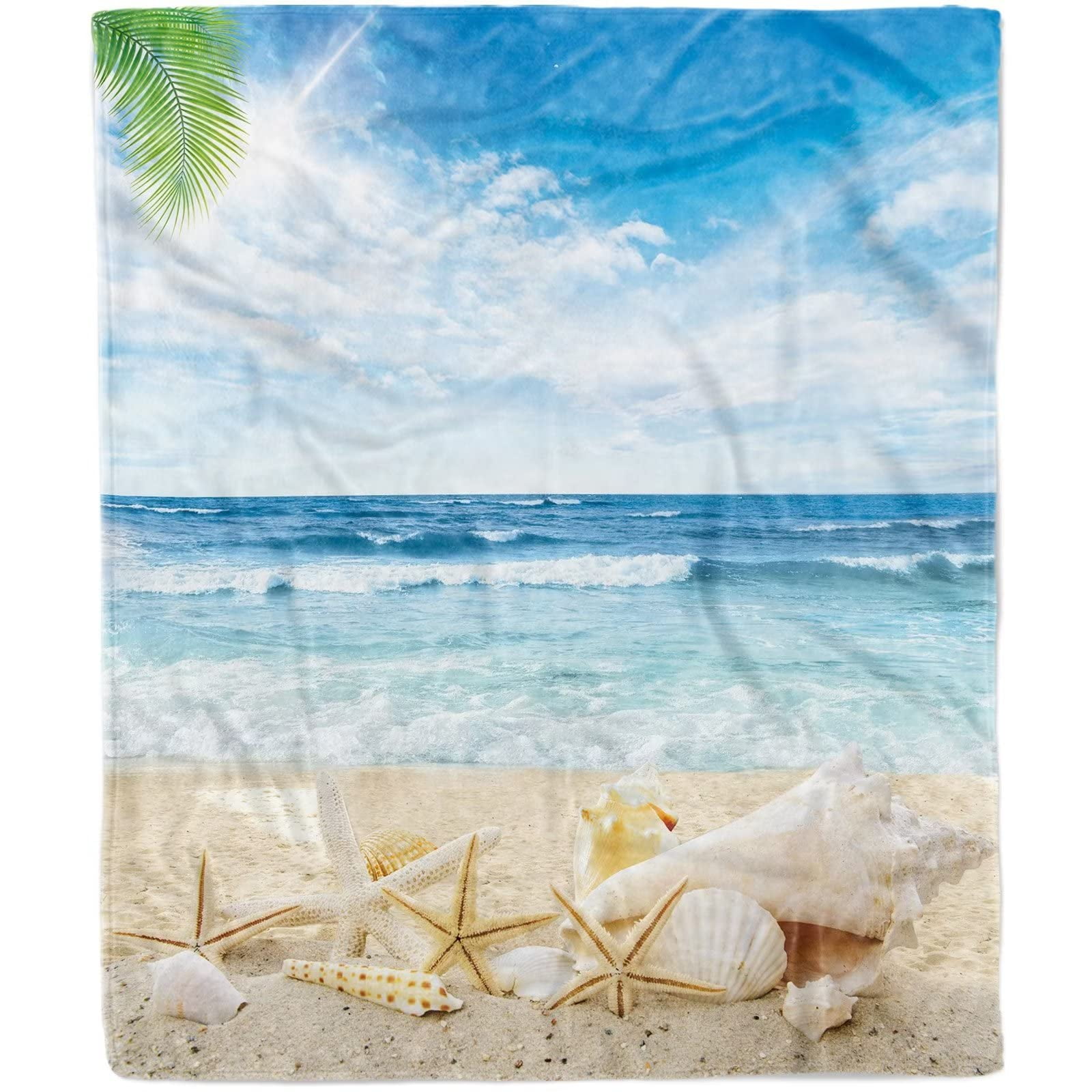 Kainsy Beach Themed Throw Blanket for Couch, Ocean Style Blanket ...