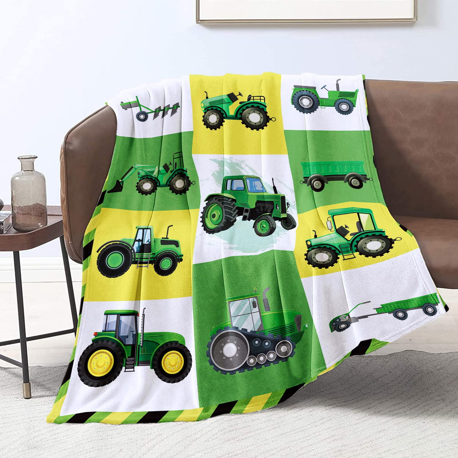 Kainsy Cartoon Tractor Truck Blanket, Inch Super Soft Flannel Vehicles ...
