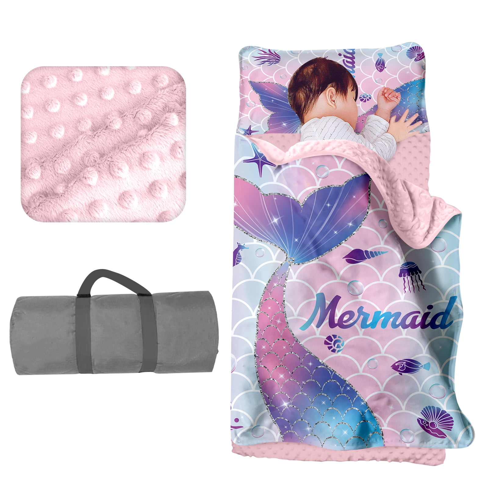 Kainsy Custom Toddler Girls Sleeping Bag Nap Mat for Daycare, Mermaid ...