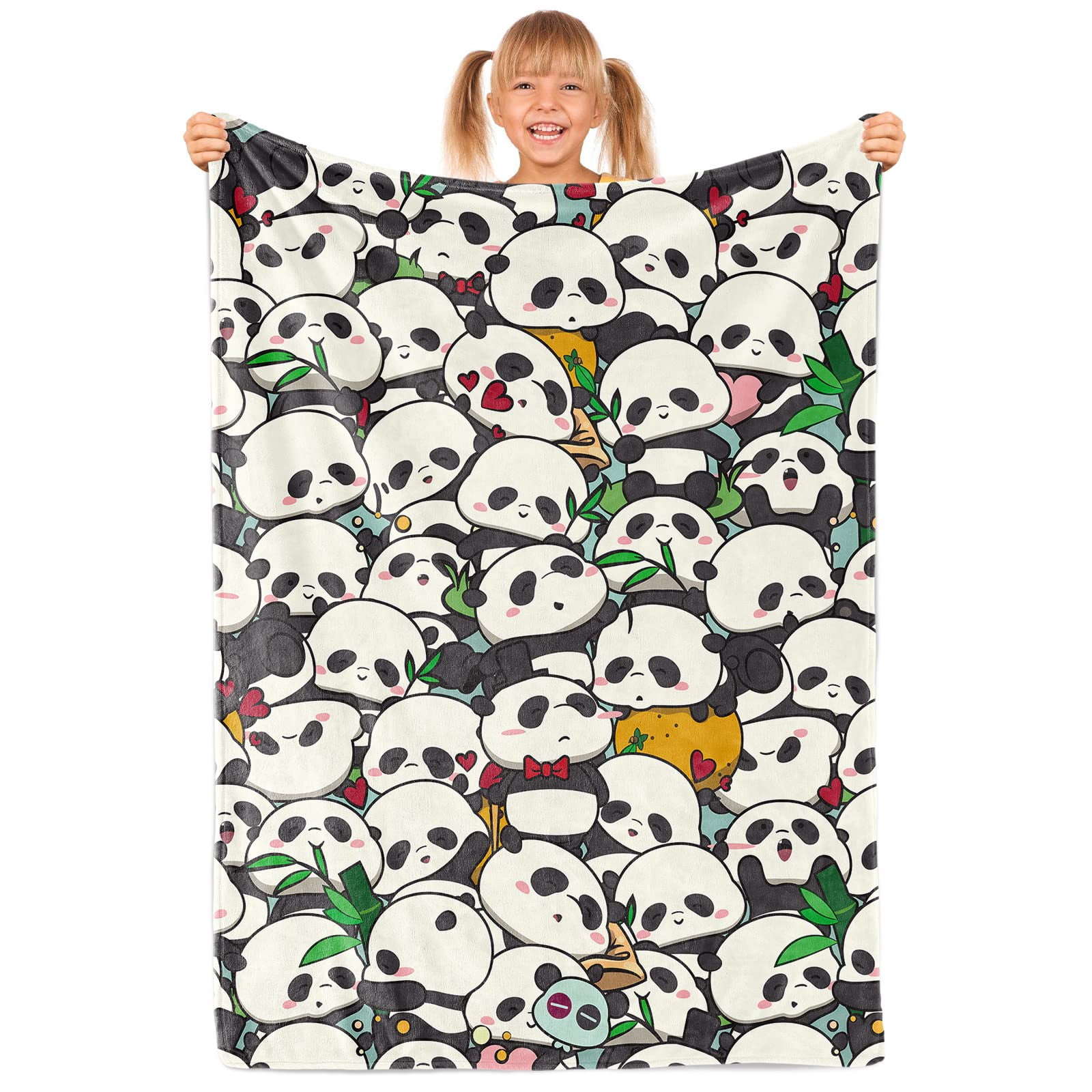 Kainsy Cute Panda Blanket, Flannel Fleece Cartoon Panda Blanket Soft ...