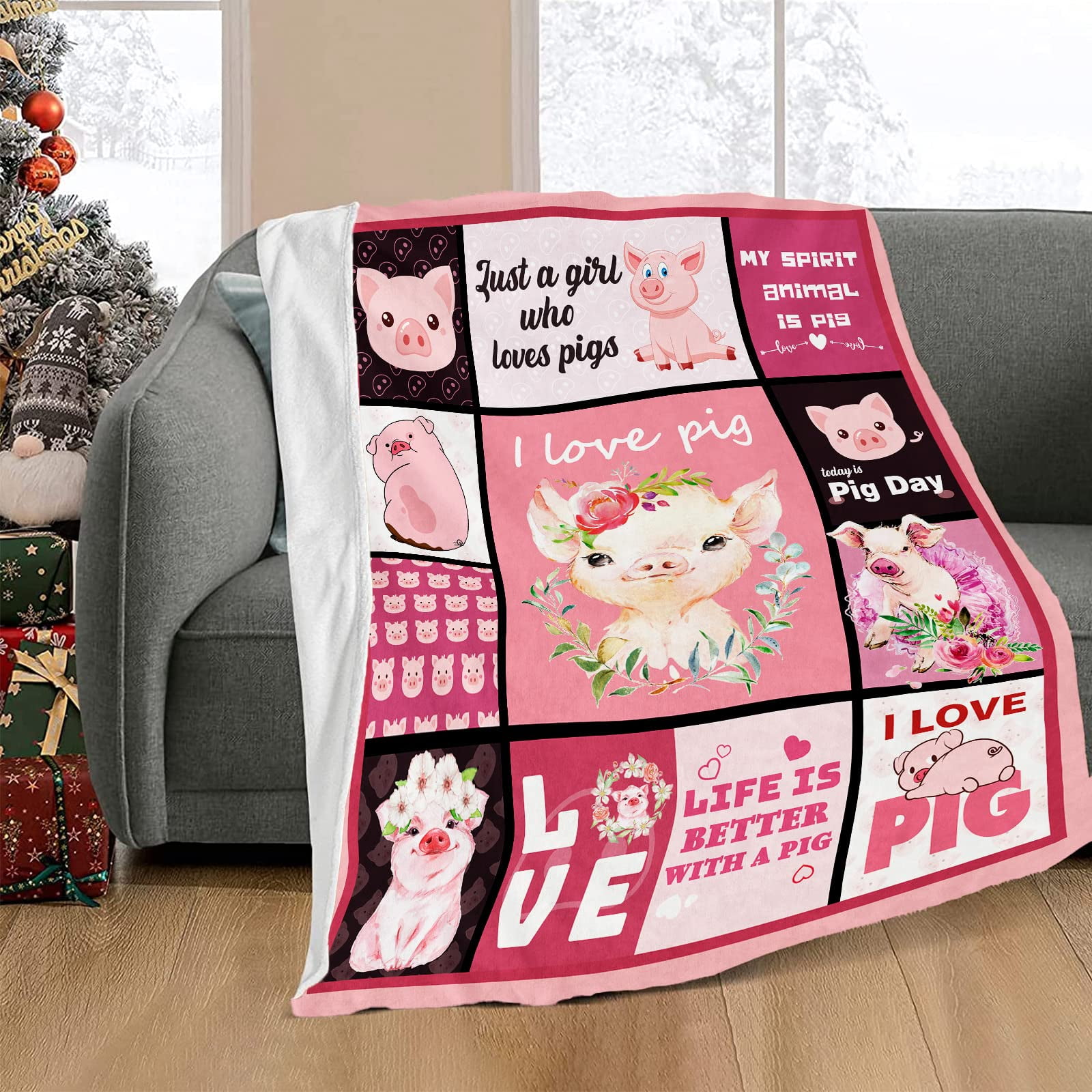 Kainsy Cute Pig Blanket for Girls, Just A Girl Who Loves Pigs Throw ...