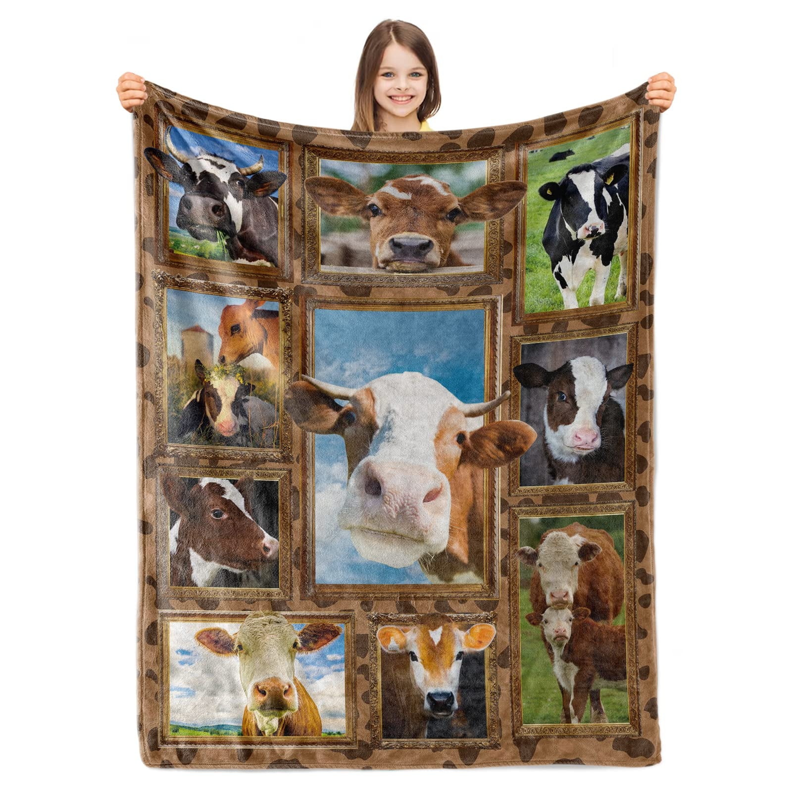 Kainsy Paready Cute Cow Blanket Cow Throw Blanket Decor for Bedroom ...