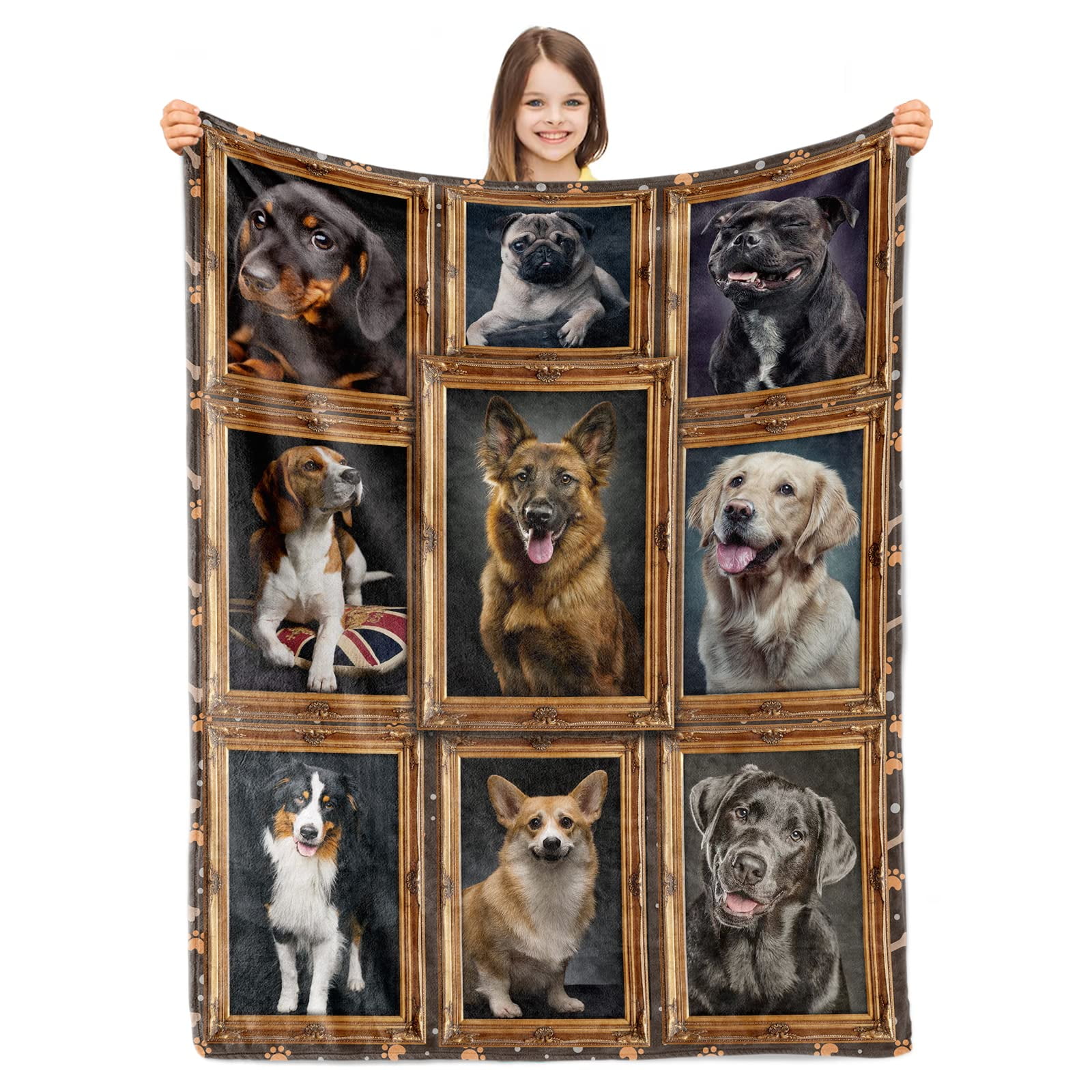 Kainsy Paready Dog Print Blanket Dog Blanket Multi-dog Pattern Fleece ...