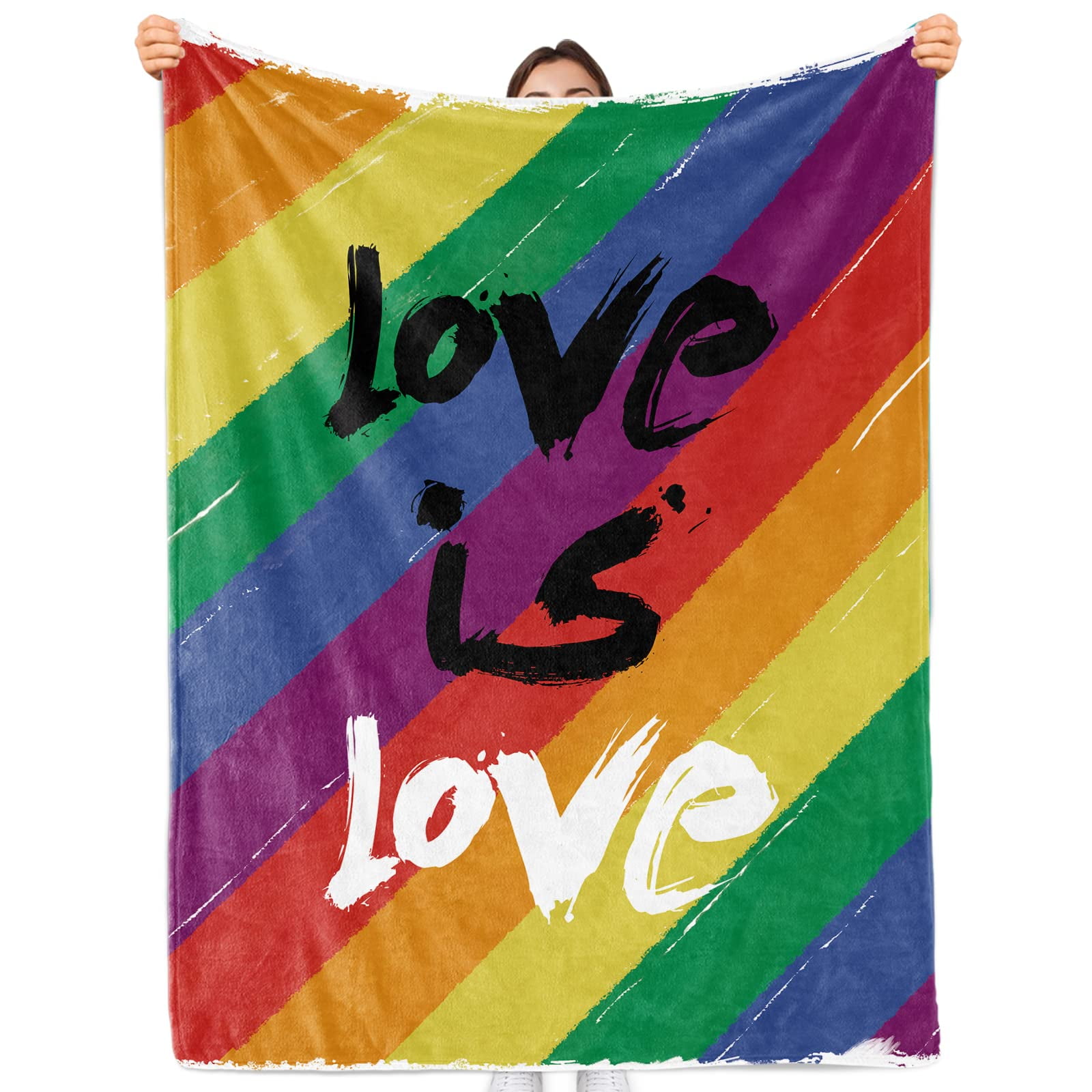 Kainsy Paready Pride Rainbow Blanket Love is Love LGBT Soft Fleece ...