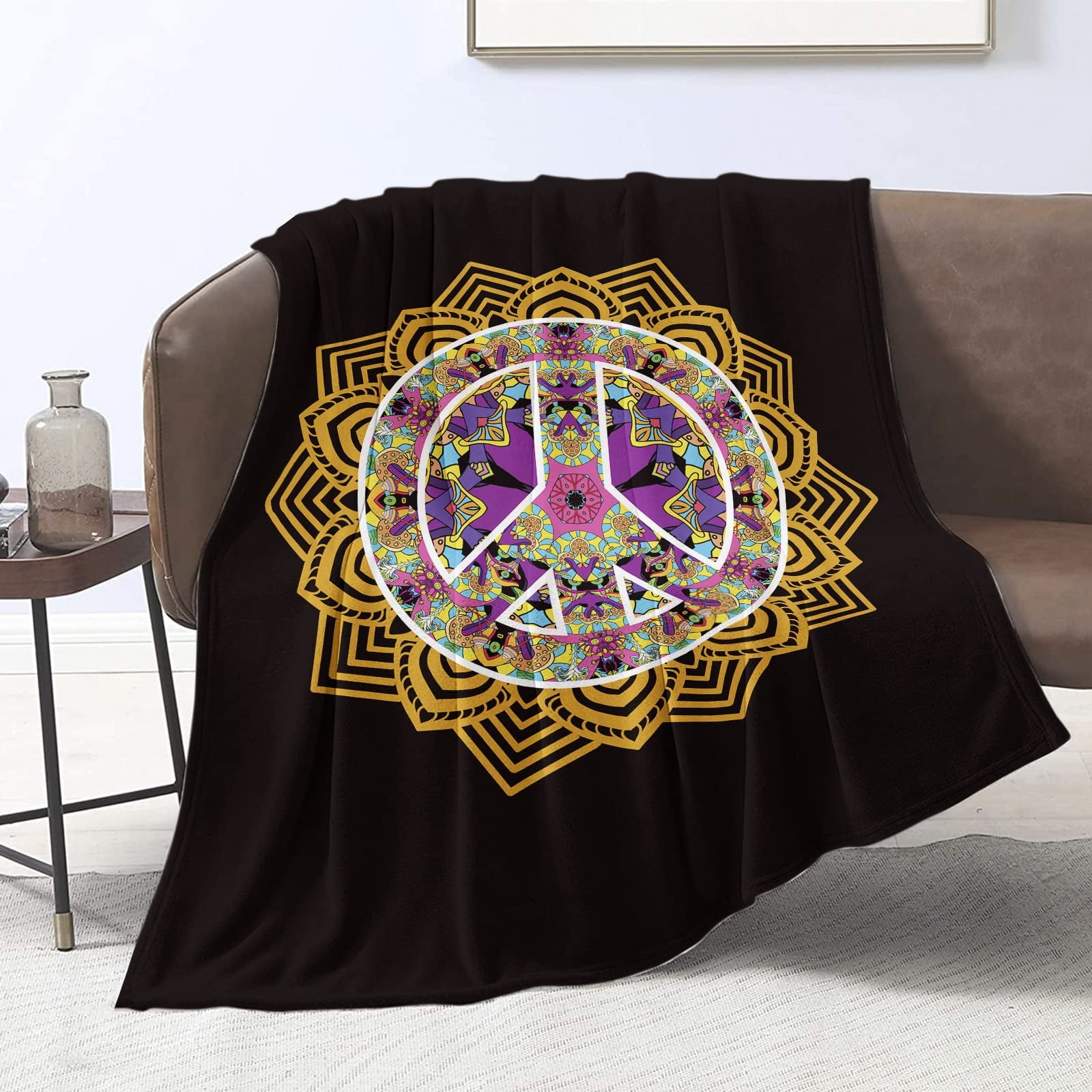 Kainsy Peace Sign Blanket Tie Dyed Throw Blankets Peace Love Flower ...