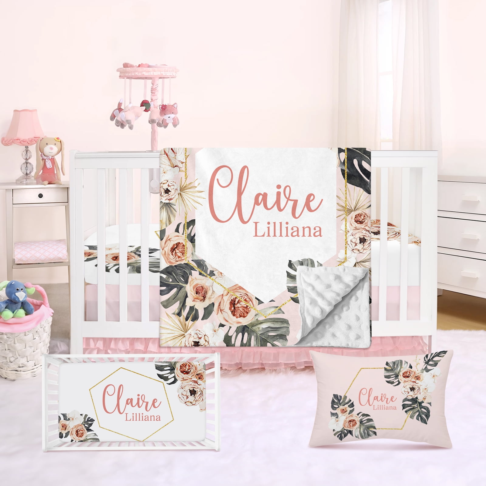 Kainsy Personalized Crib Bedding Set for Baby Boy Girl: Custom Name ...