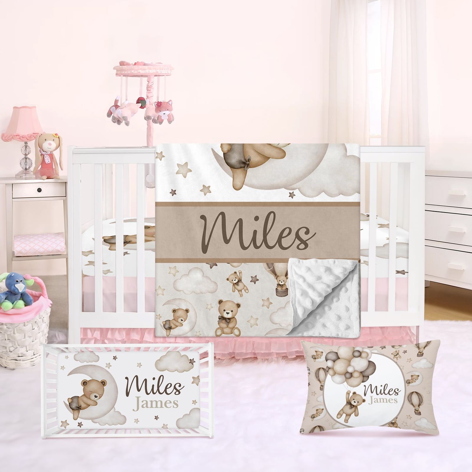 Kainsy Personalized Crib Bedding Set for Baby Boy Girl: Custom Name ...