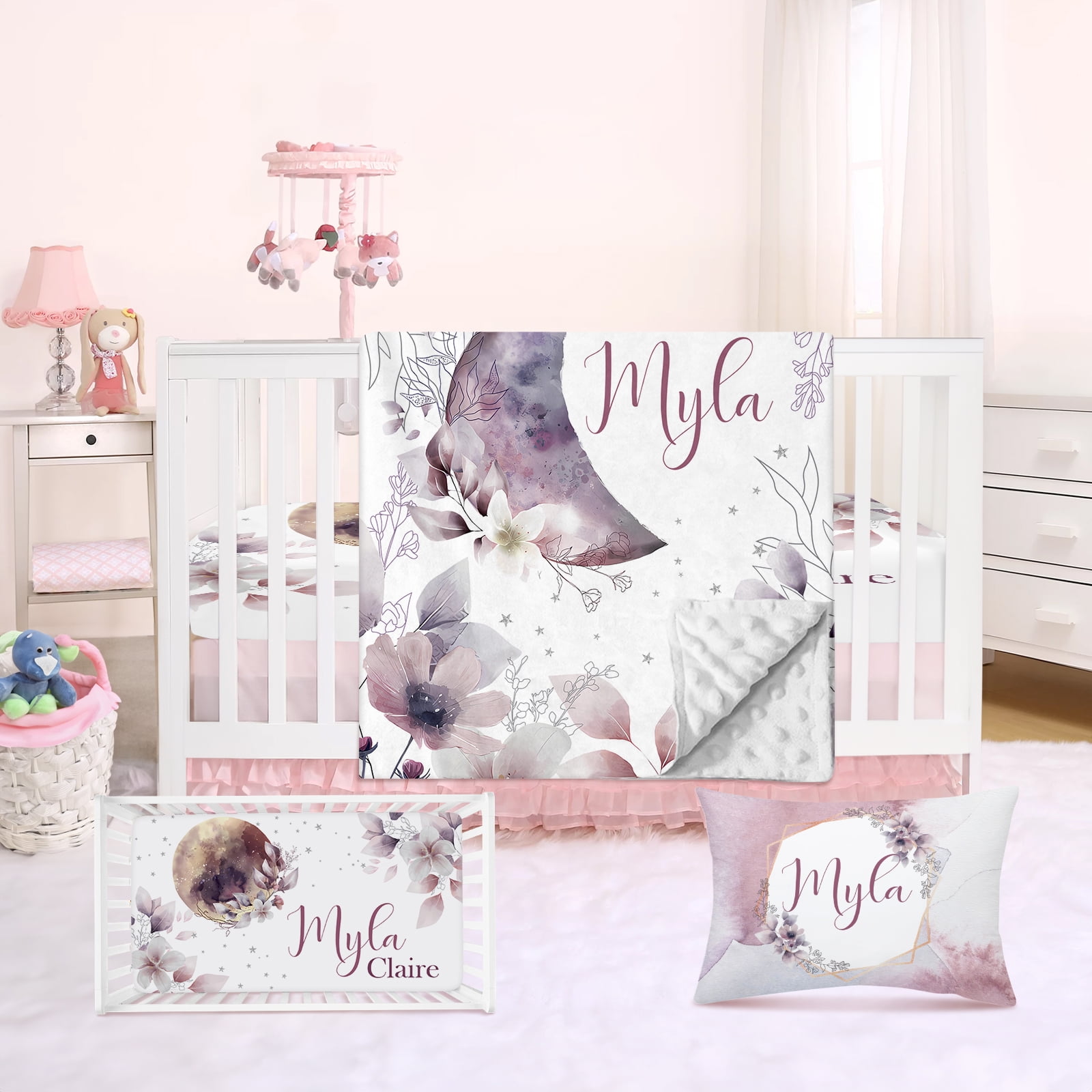 Kainsy Personalized Crib Bedding Set for Baby Boy Girl: Custom Name ...