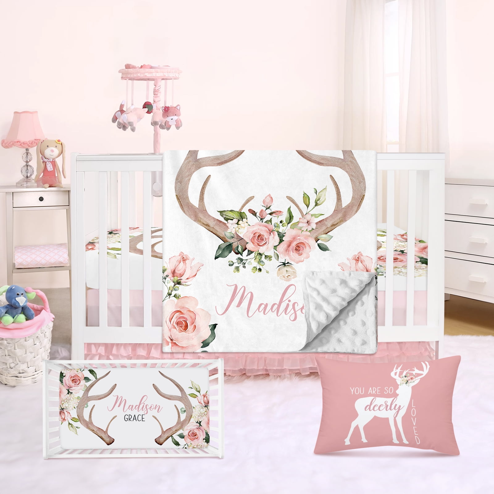 Kainsy Personalized Crib Bedding Set for Baby Boy Girl: Custom Name ...