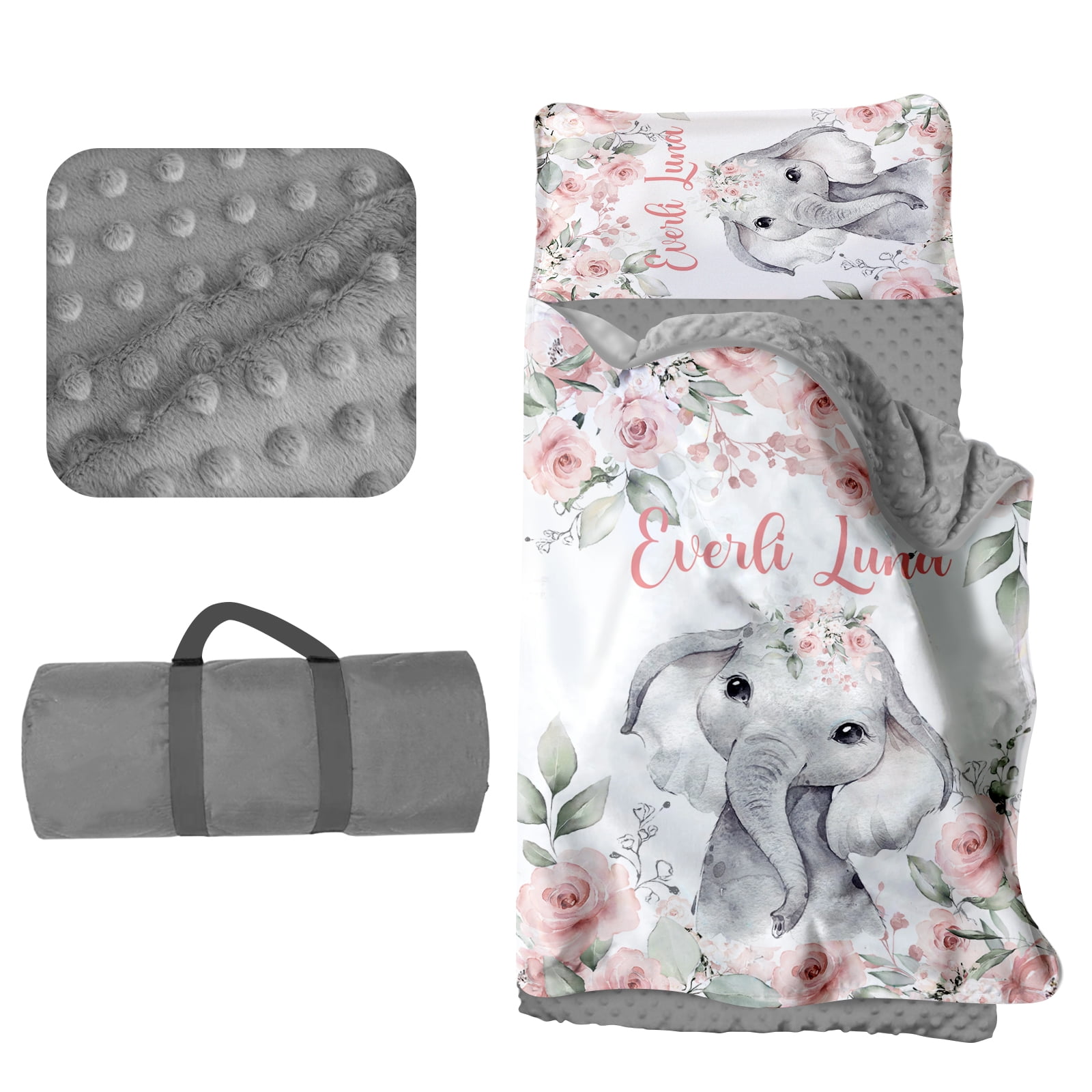 Kainsy Personalized Elephant Toddler Nap Mat for Girls, Custom Name ...