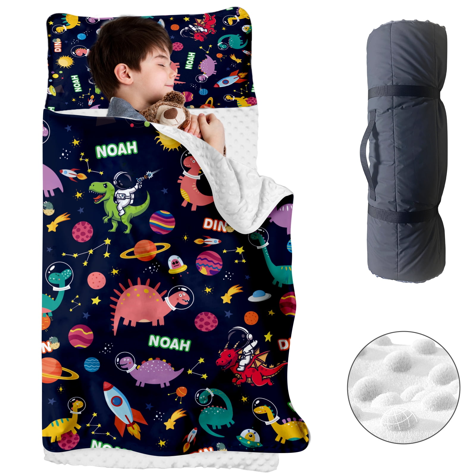 Kainsy ﻿ Personalized Toddler Nap Mat with Removable Pillow & Blanket ...