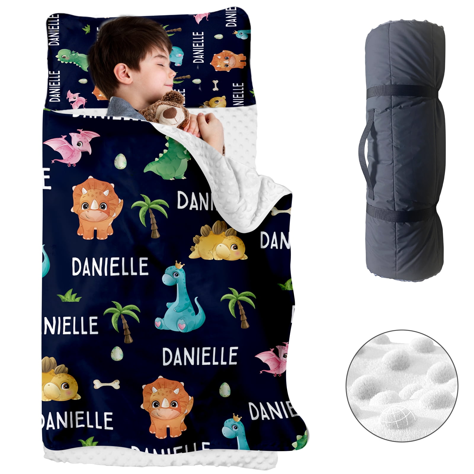 Kainsy Personalized Toddler Nap Mat with Removable Pillow & Blanket ...