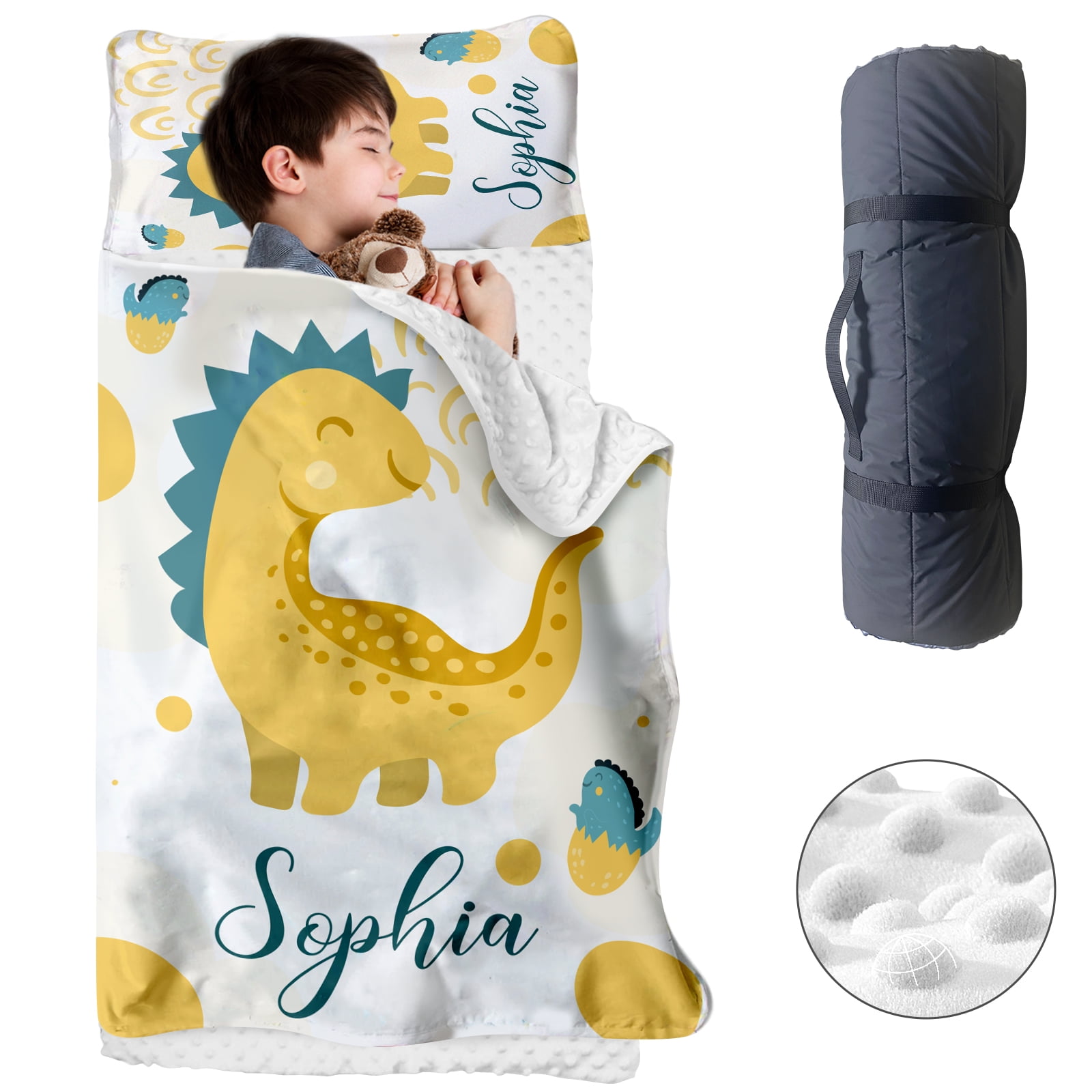 Kainsy Personalized Toddler Nap Mat with Removable Pillow & Blanket ...