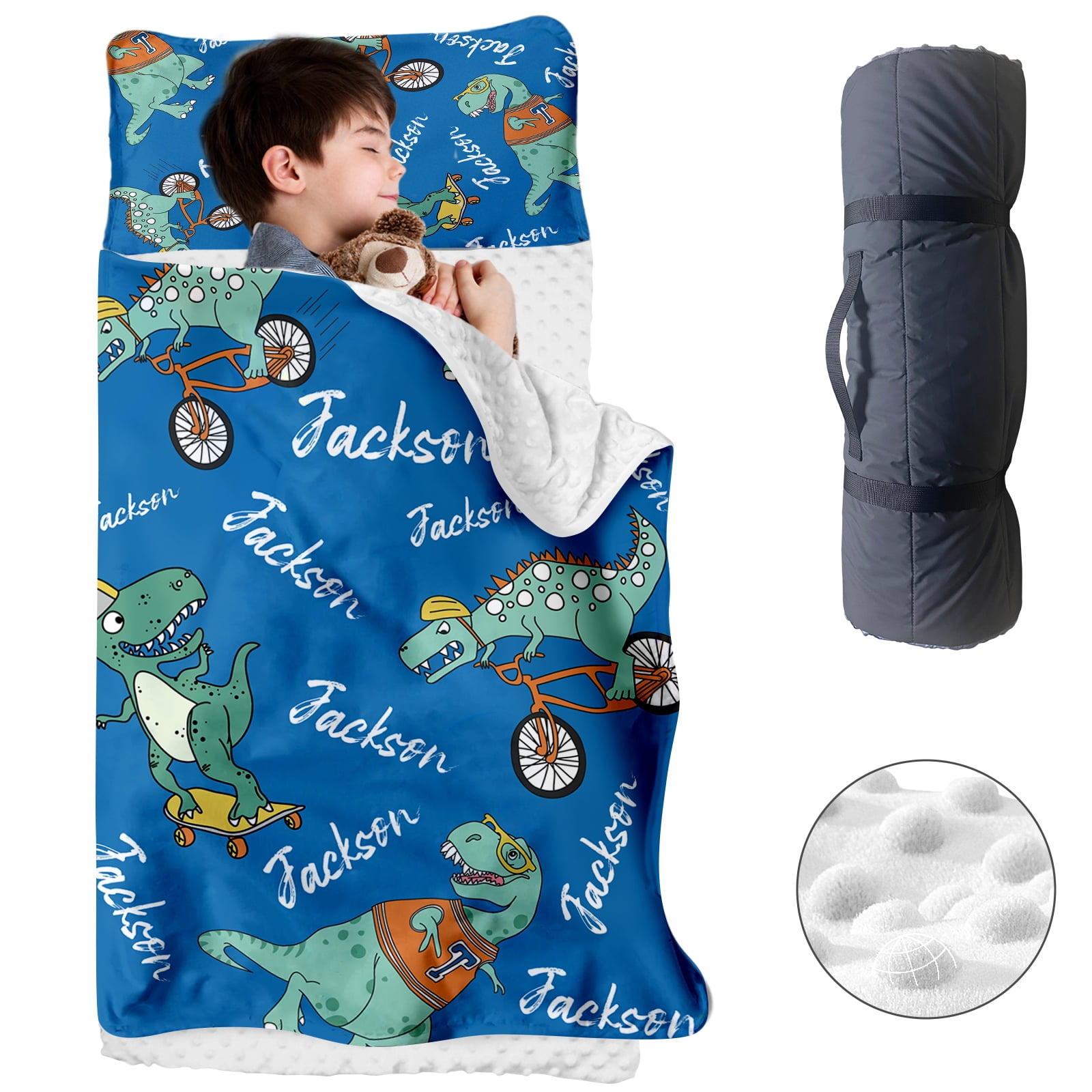 Kainsy Personalized Toddler Nap Mat with Removable Pillow & Blanket ...