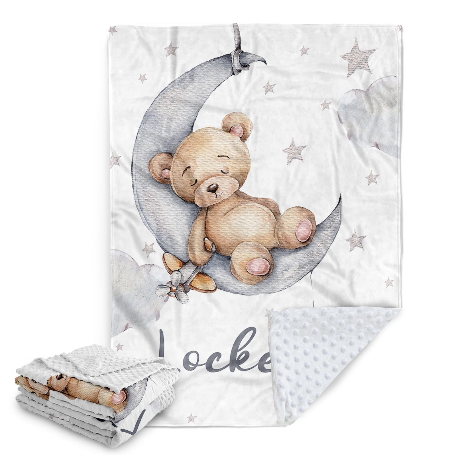 Terwex Personalized Baby Blanket, Customized Baby Blanket & Name, Gray ...