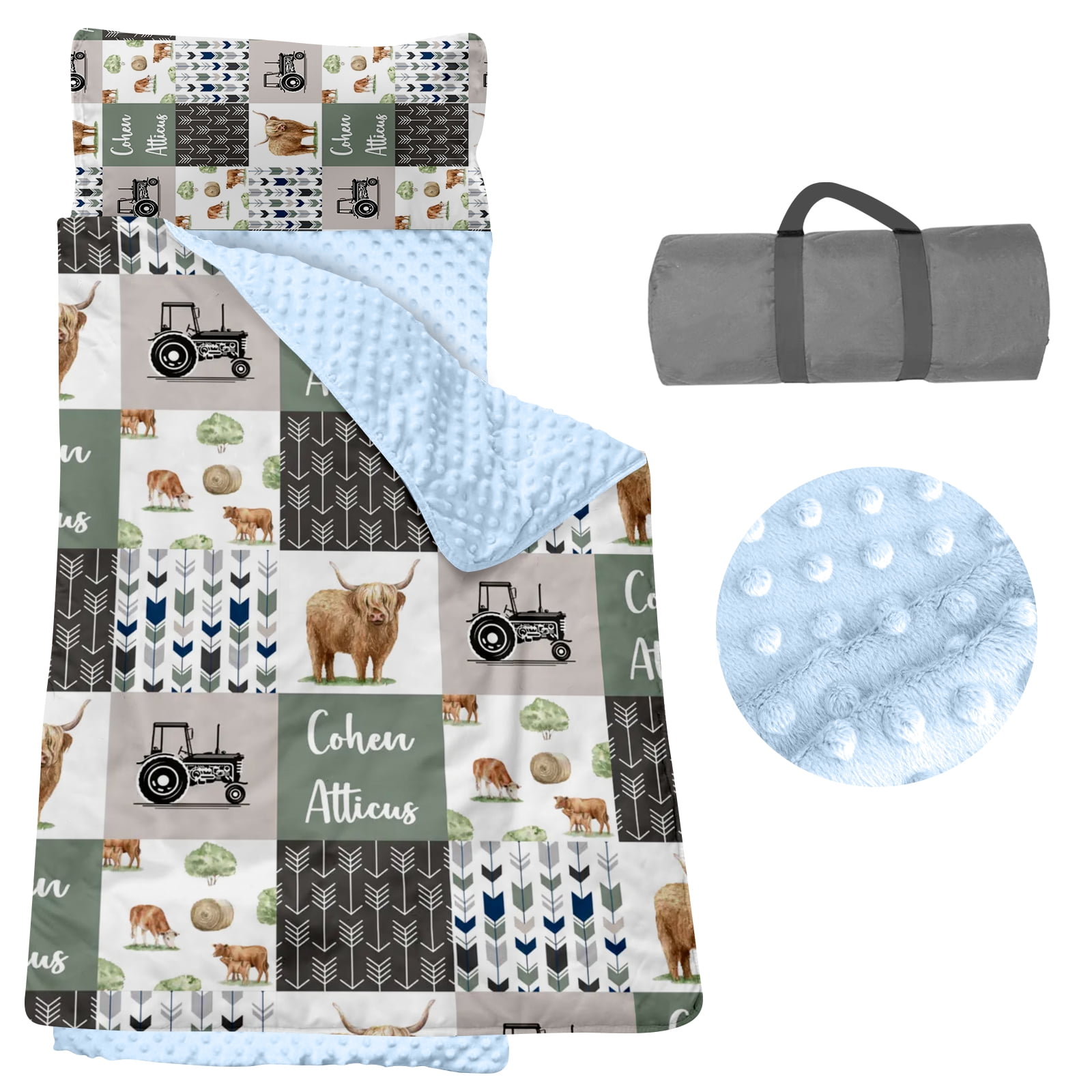 Kainsy Toddler Nap Mat, Personalized Name Tractor Series Nap Mats for ...