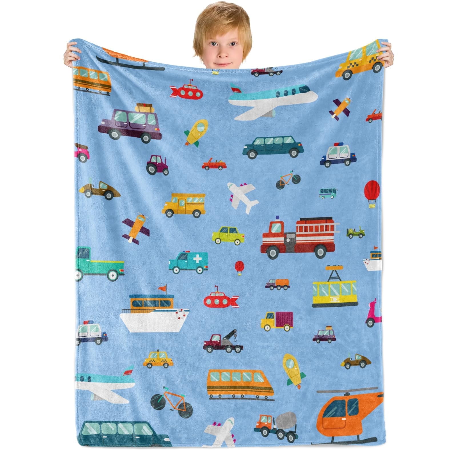 Kainsy Transportation Blanket, Construction Car Blanket for Boys, Soft ...