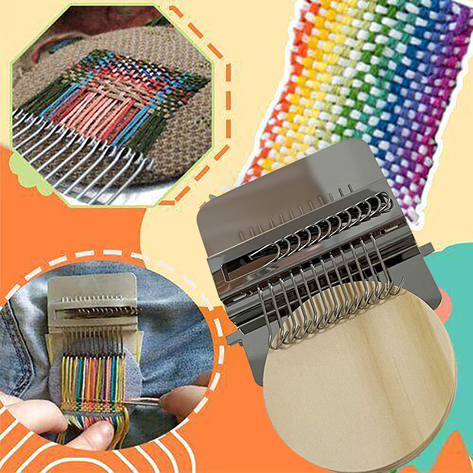 Kaireo 12-Needle Small Weaving Loom,Darning Tool with Plastic Hooks and ...