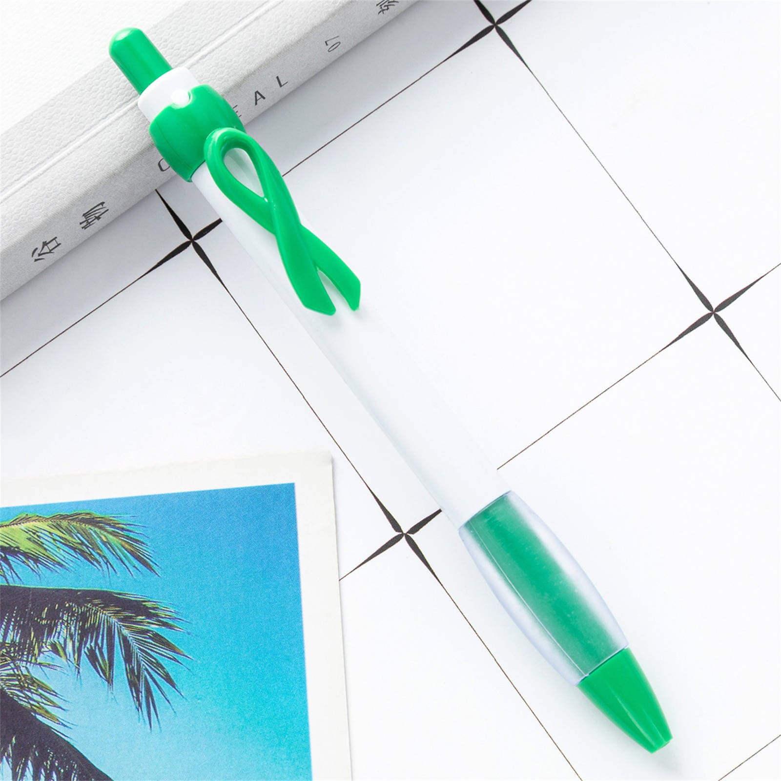 Kaireo Aids Awareness Mini Pen 10Pcs Green,10 Pcs Ribbon Retractable Gel Roller Pen Breast ...