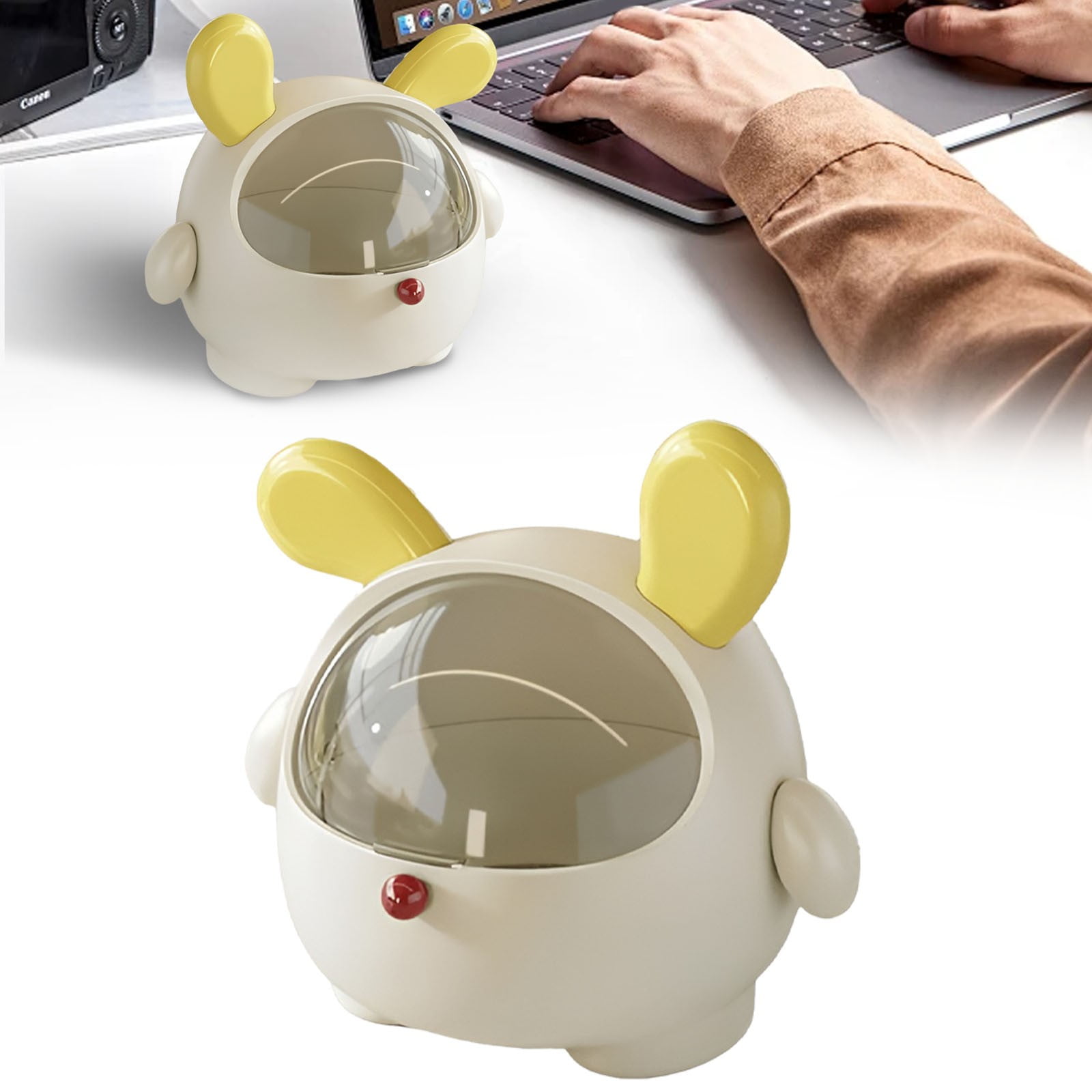 Kaireo Cute Desktop Trash Can with Lid Plastic Trash Can Cute Style ...