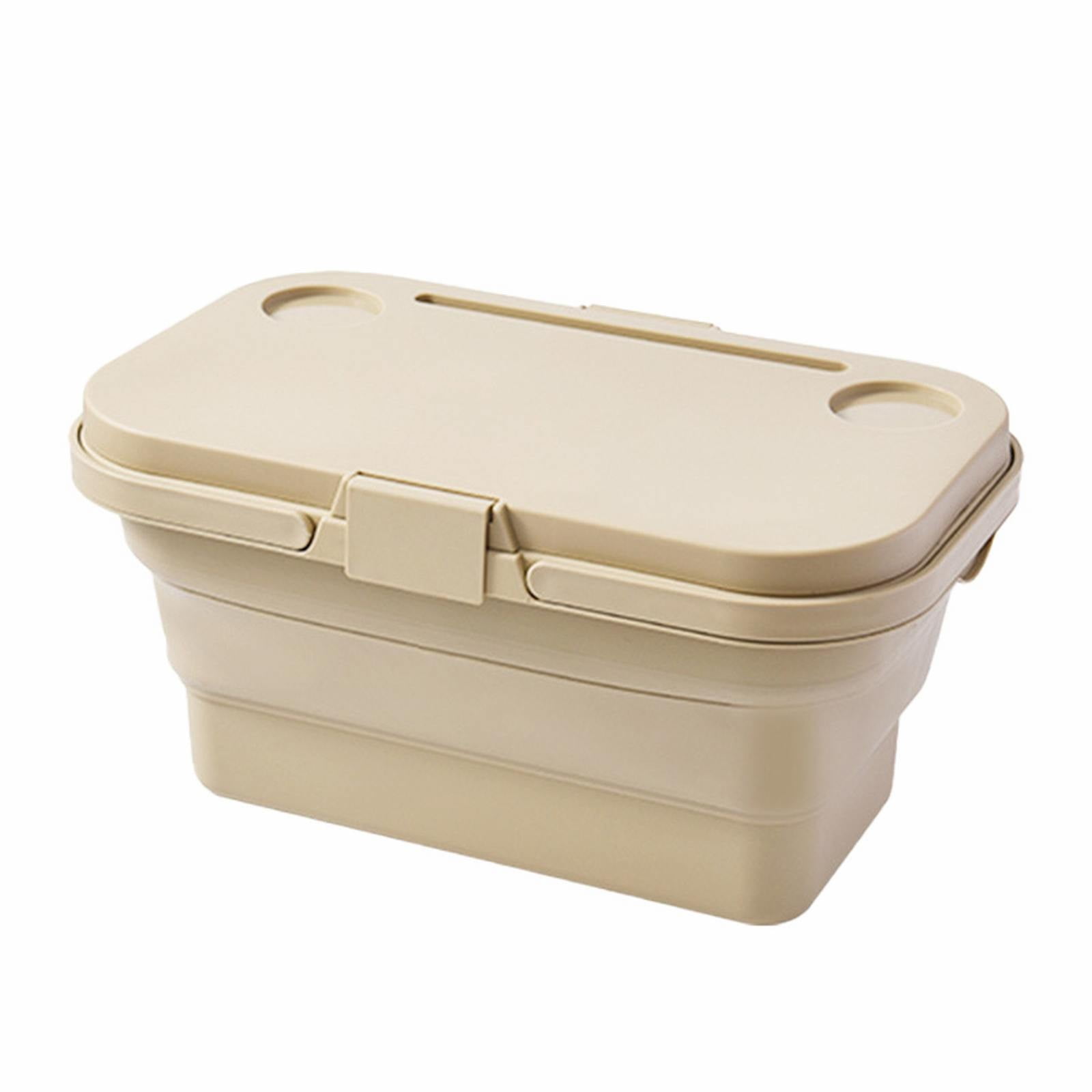 Kaireo Foldable Storage Box Khaki, 16L Picnic Basket with Handles & Lid ...