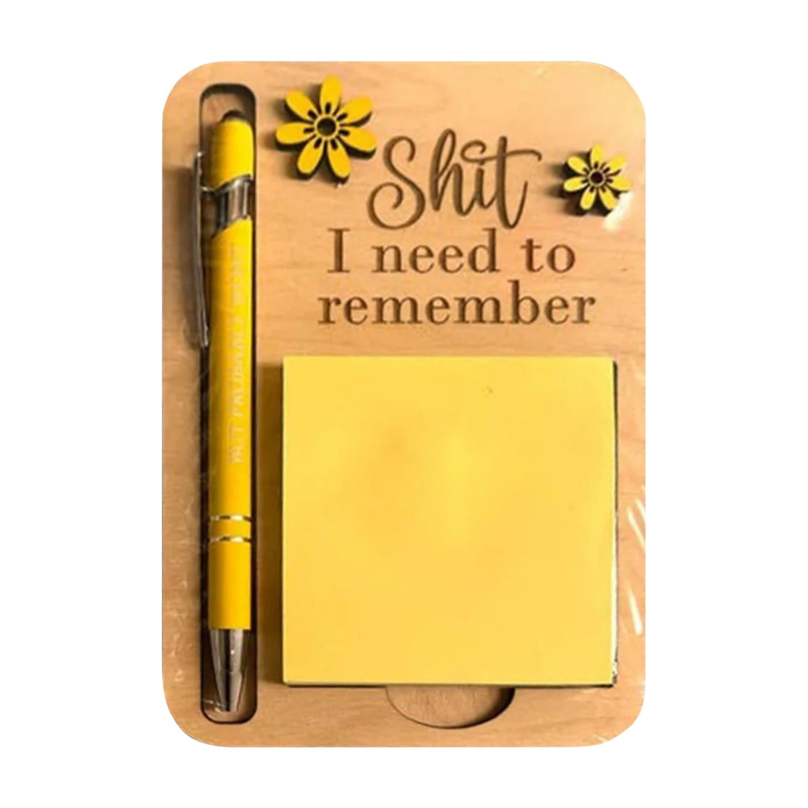 Kaireo Yellow Sticky Note Holder,Wooden Holder Funny " I Need to ...