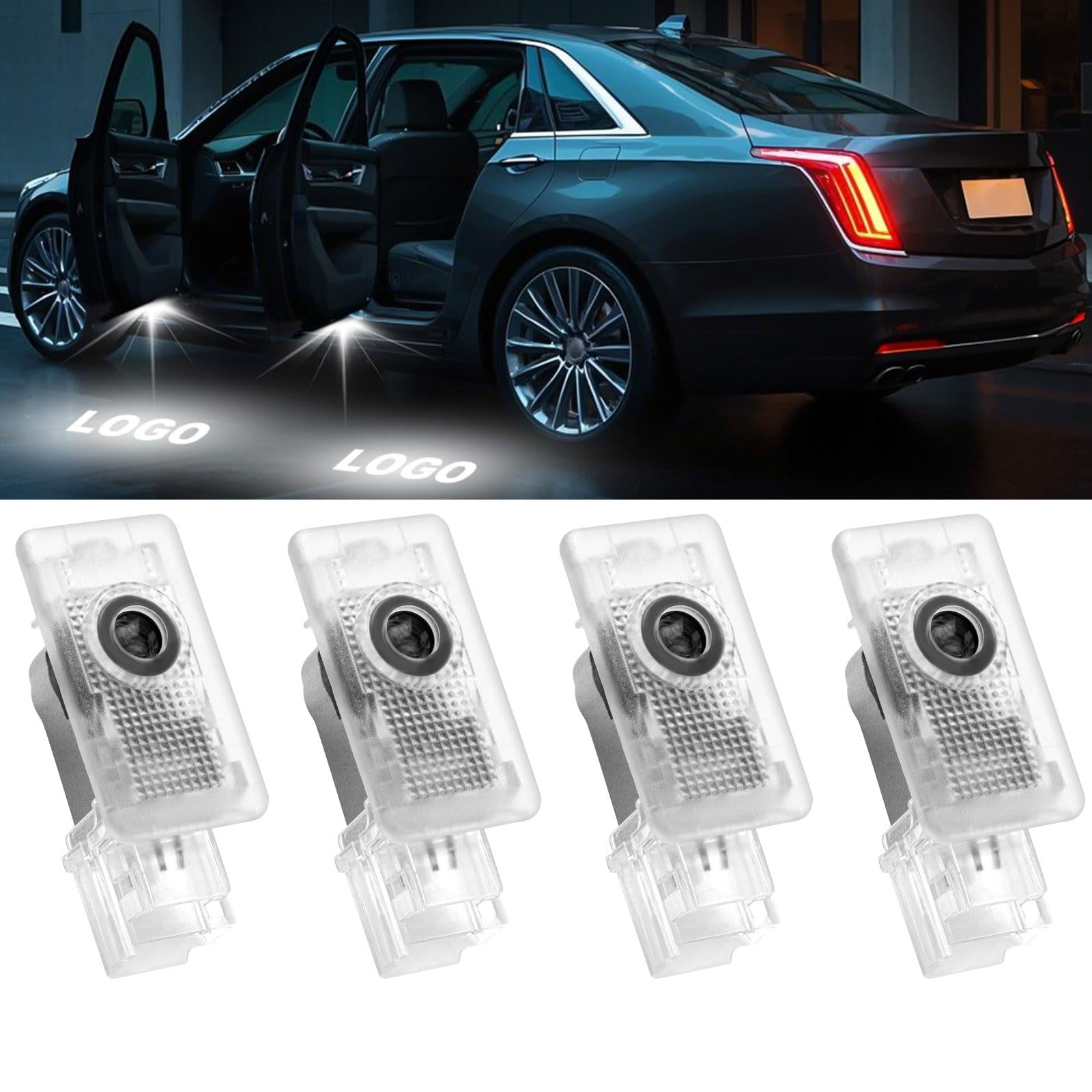Kairiyard 4Pcs Car Door Lights Logo Projector Compatible with Cadillac SRX CT6 XTS ATS XT4 XT5 ...