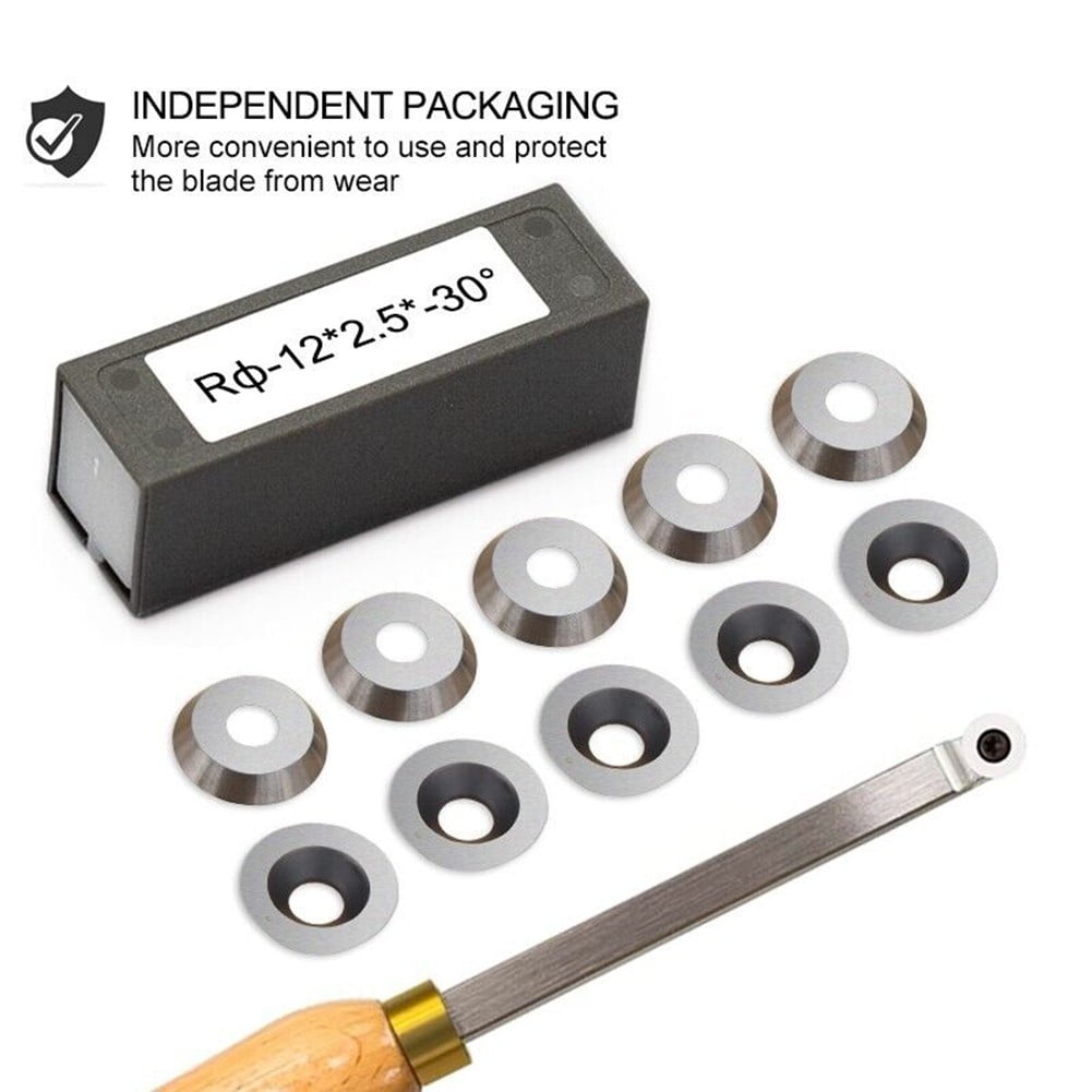 Kairuite 10x Carbide Indexable Inserts Round Chisel Cutter Wood Lathe ...