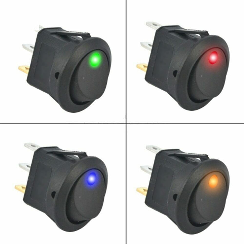 Kairuite 20A 12V DC Rocker switch LED lighting car and boat round ON ...