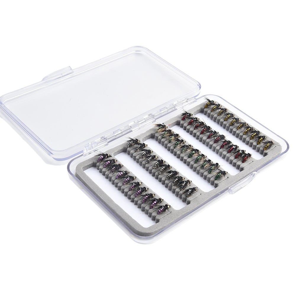 Kairuite 50 5-color small fly hook fly fishing bait dry and wet flies B ...