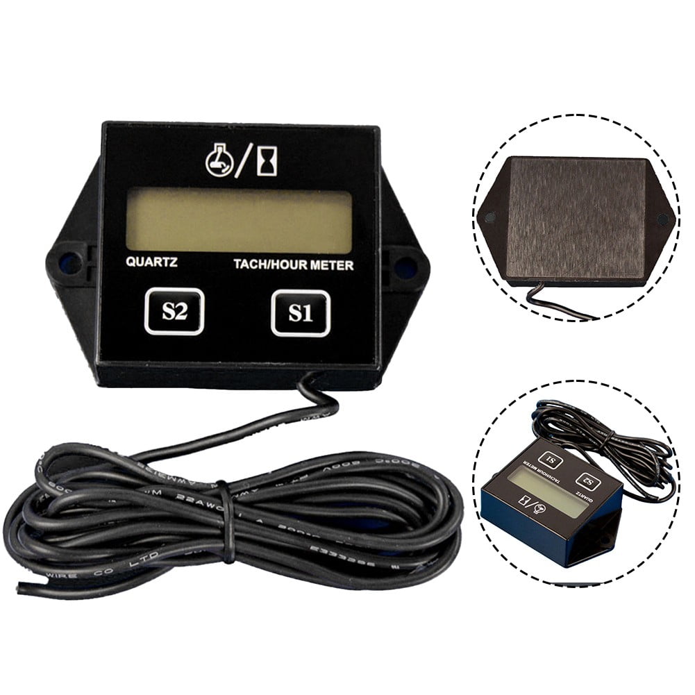 Kairuite Digital Engine Tach Hour Meter Tachometer Gauge RPM LCD ...